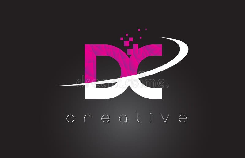DC D C Creative Letters Design with White Pink Colors Stock Vector ...