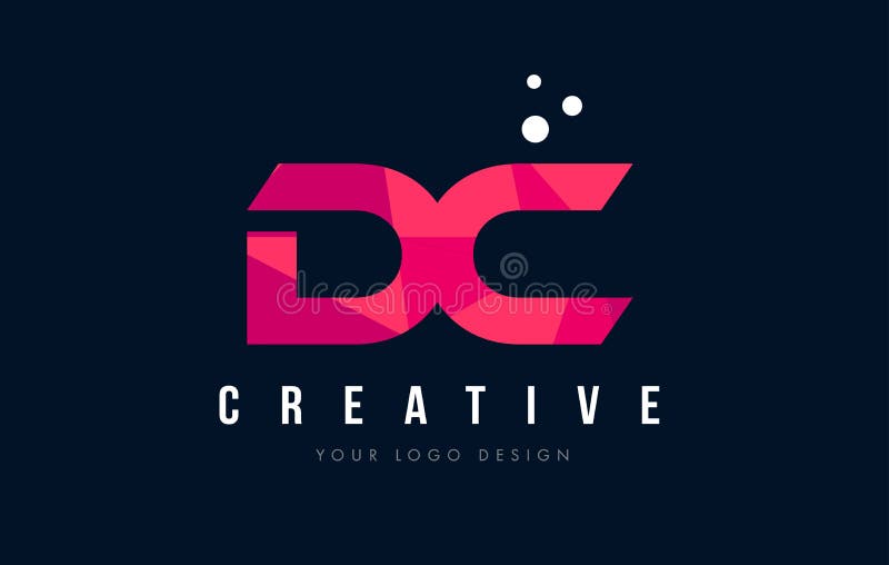 DC D C Letter Logo with Purple Low Poly Pink Triangles Concept Stock ...