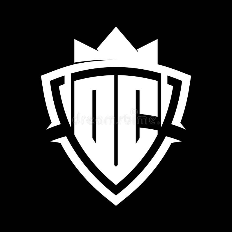 DC Letter Monogram with Triangle Curve Shield Shape with Crown White ...