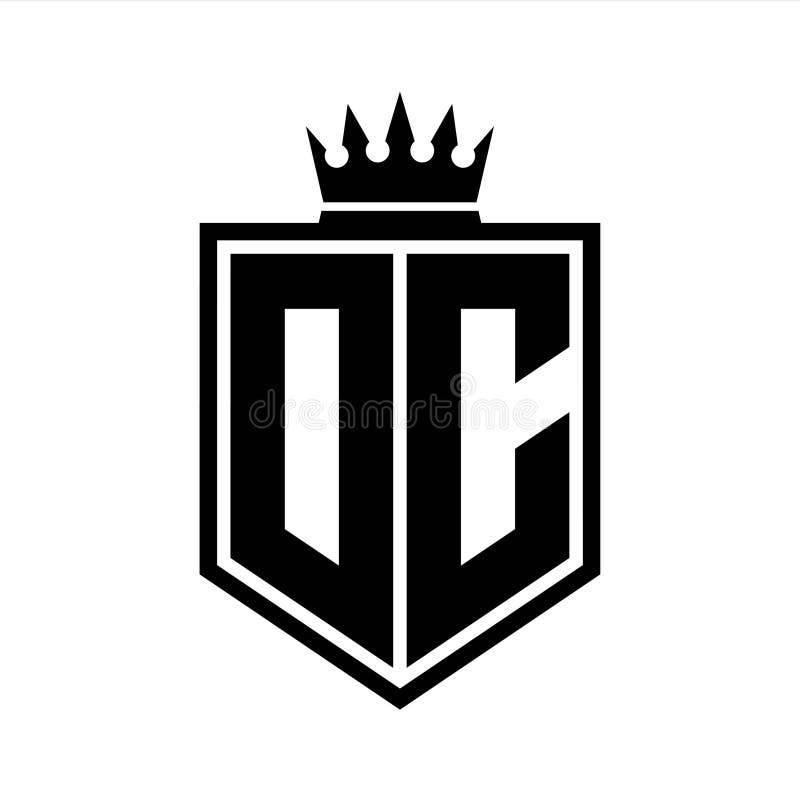 DC Logo Monogram Bold Shield Geometric Shape with Crown Outline Black ...
