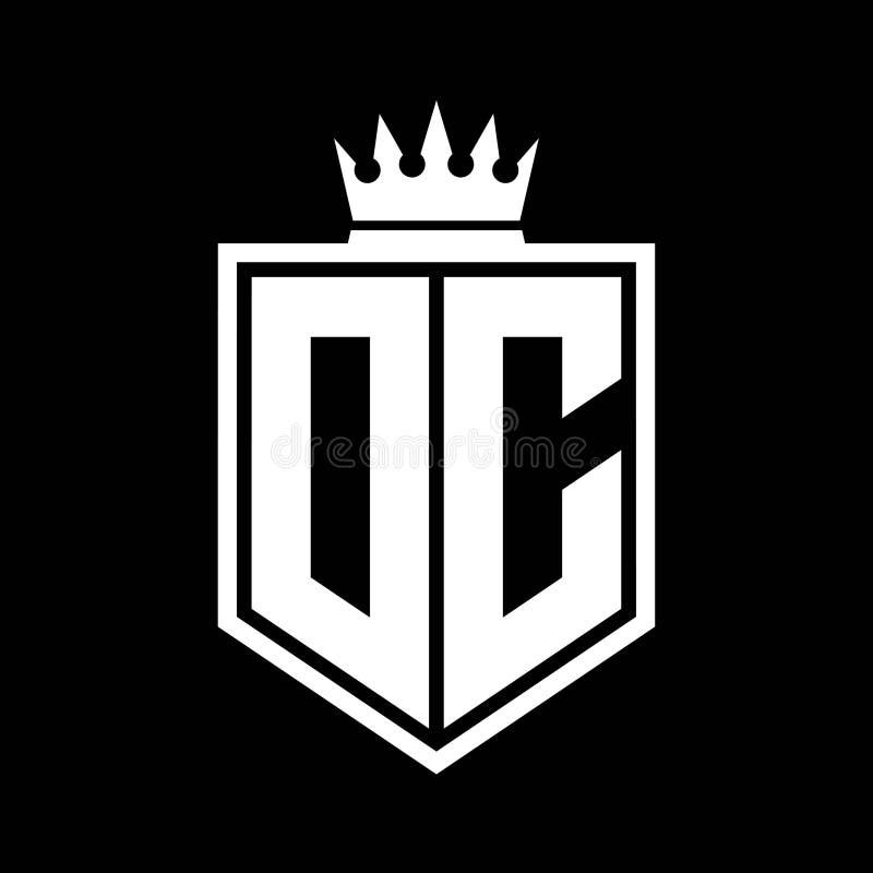 DC Logo Monogram Bold Shield Geometric Shape with Crown Outline Black ...