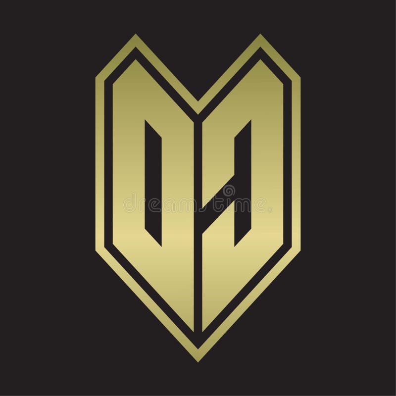 DC Logo Monogram with Emblem Line Style Isolated on Gold Colors Stock ...