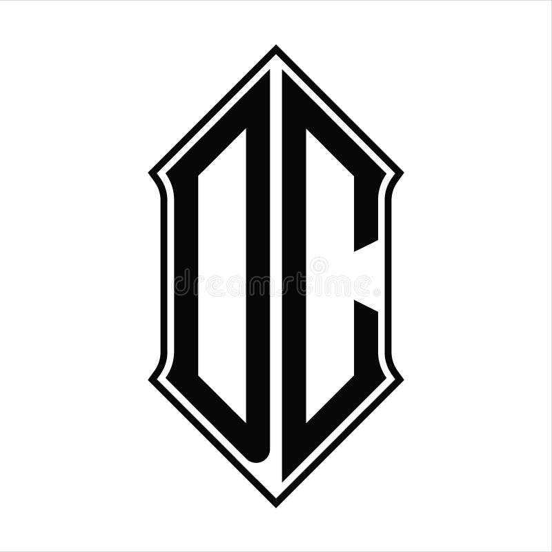 DC Logo Monogram with Shieldshape and Outline Design Template Vector ...