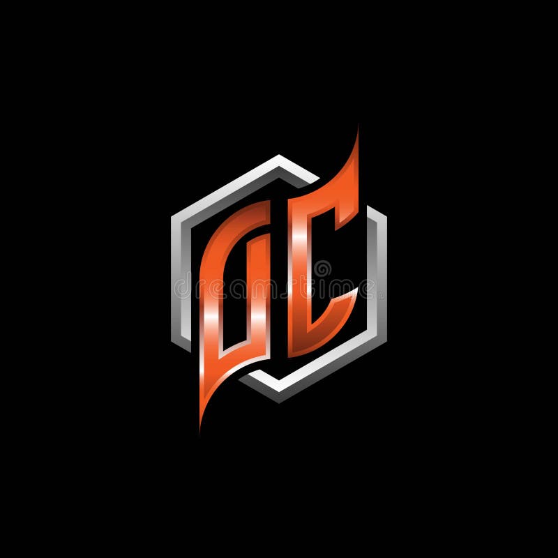 DC Monogram Geometric Orange with Hexagonal Rounded Stock Vector ...