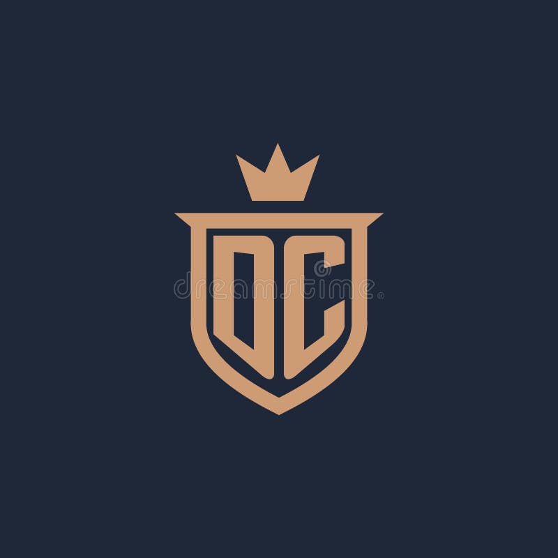 DC Monogram Initial Logo with Shield and Crown Style Stock Illustration ...