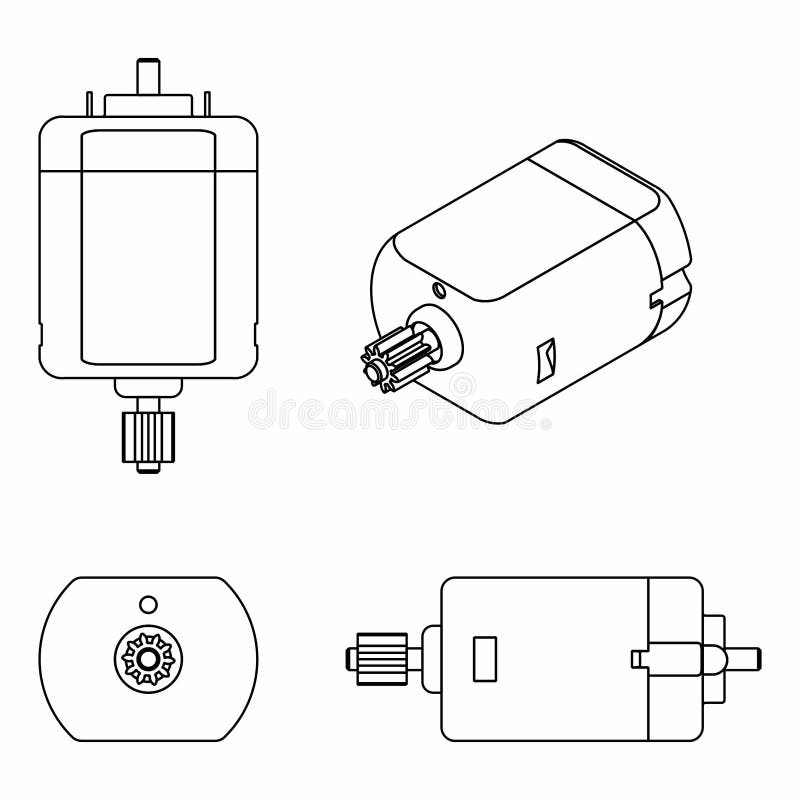 DC Motor Colored. Black Fill Stock Vector - Illustration of metal ...