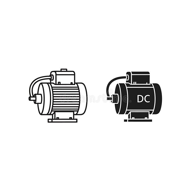 DC Motor Line Art and Silhouette Stock Vector - Illustration of ...
