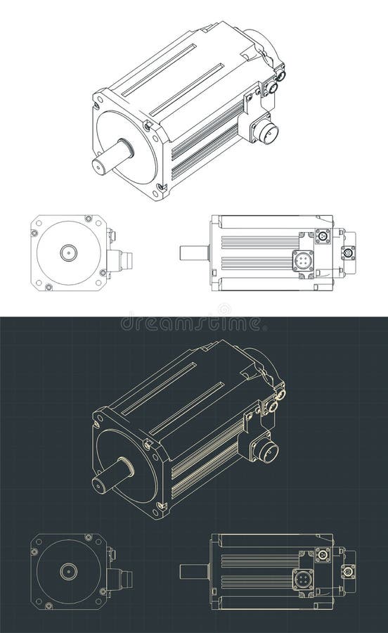 DC servo motor drawings stock vector. Illustration of motor - 265869241