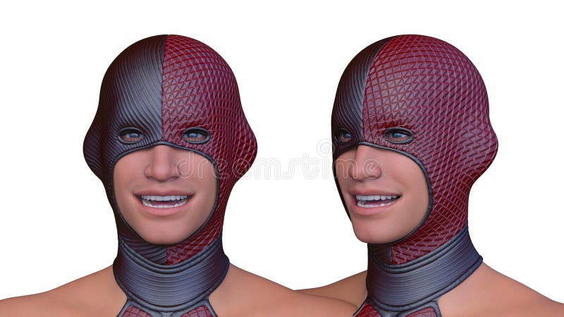 3DCG Images of a Cyber Man S Face Close-up Stock Illustration ...