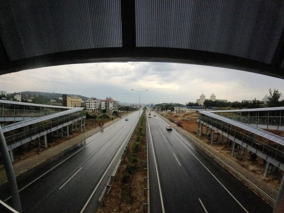 View of the Highway, Two Lanes of the Road with Cars Stock Image ...