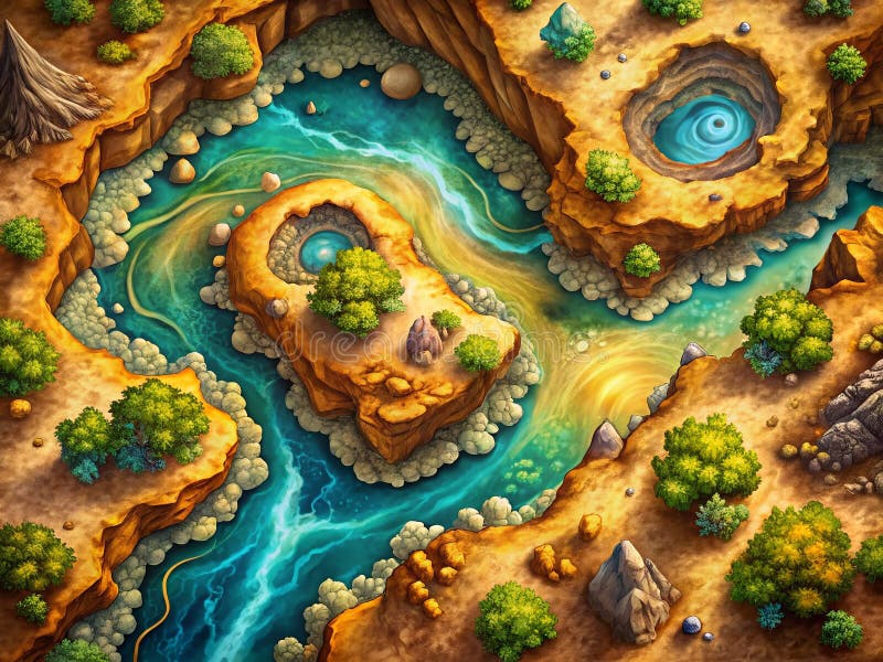 DD Dungeon Map Navigating a Perilous Cave System with Quicksand Hazards ...