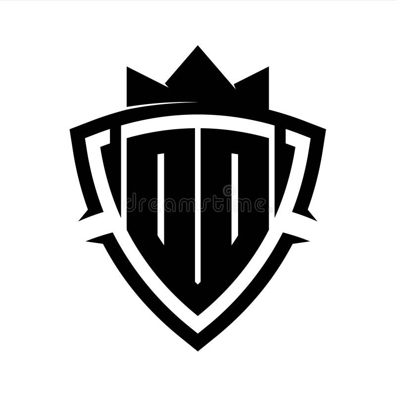 DD Letter Bold Monogram Triangle Curve Shield Shape with Crown Black ...