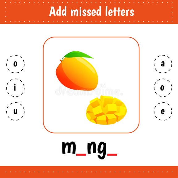 Add Missed Letters. Educational Worksheet. Learning English Words ...