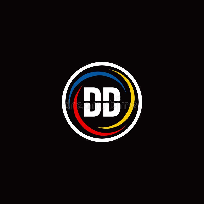 DD Monogram Logo Isolated on Circle Shape with 3 Slash Colors Rounded ...