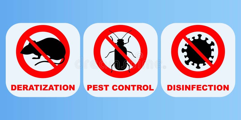 Pest Control, Disinfection and Deratization Icons Stock Vector ...