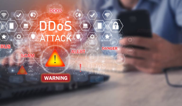 DDoS Attack Concept. Cyber Crime. Technology Stock Illustration ...