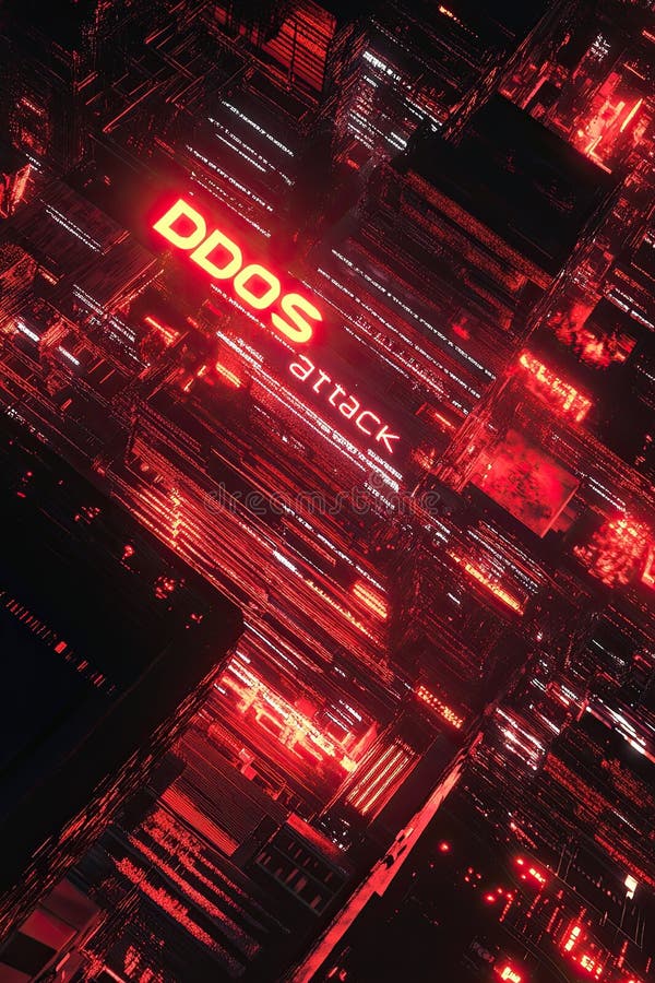DDoS Attack on a Digital Cityscape Illustrating the Virtual ...