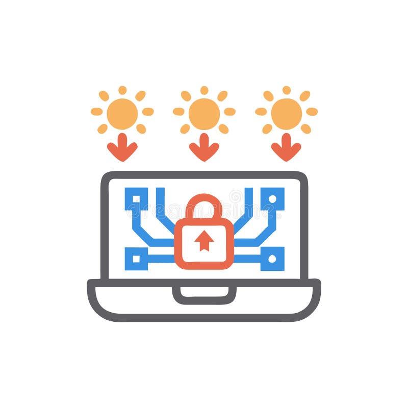 DDoS Attack Icon for Cybersecurity Awareness Stock Illustration ...