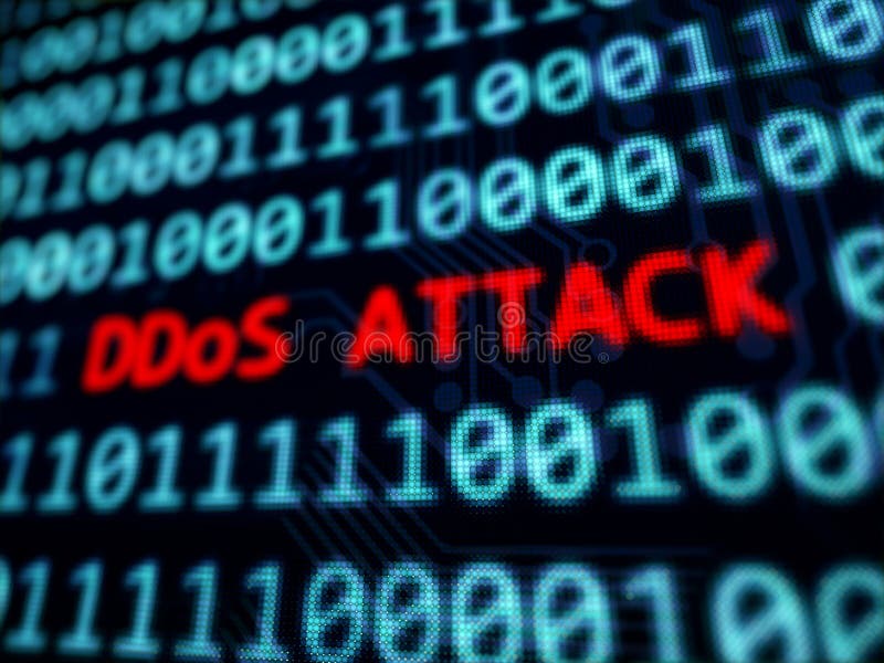 DDoS Attack Red Message on Computer Screen Stock Illustration ...