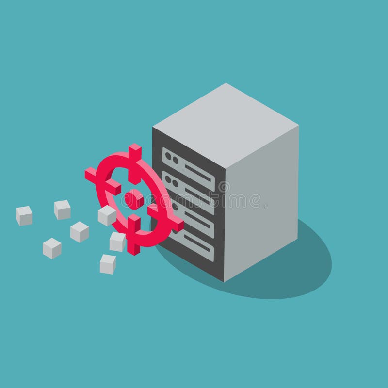 DDoS Attack Symbol with a Gunsight and a Target Server Stock Vector ...