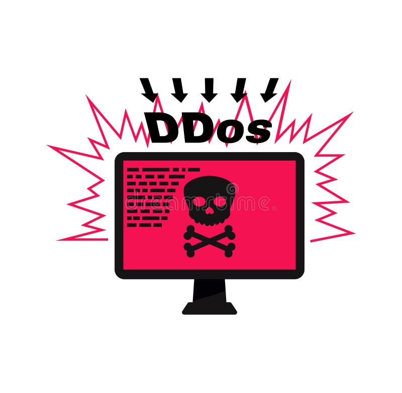 DDoS Attacked Computer Composition Stock Vector - Illustration of phone ...