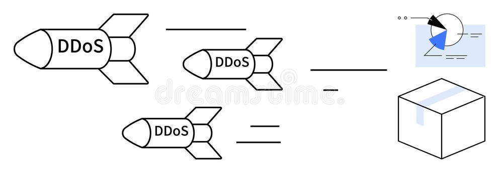 DDoS Attacks Illustrated As Missiles Targeting a Data Server with ...