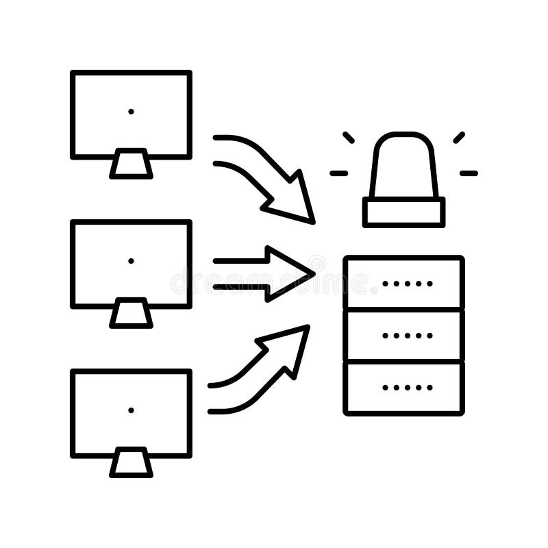 Ddos Attacks Line Icon Vector Illustration Stock Vector - Illustration ...