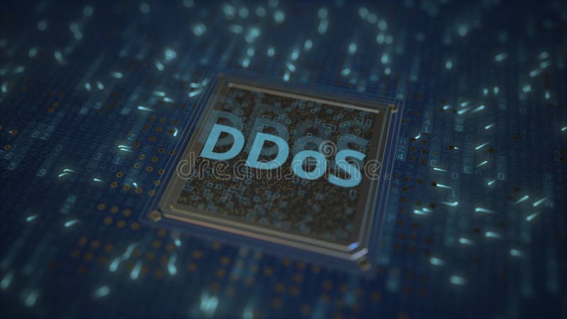 Ddos Text On A Computer Processor 3d Rendering Stock Illustration 0025