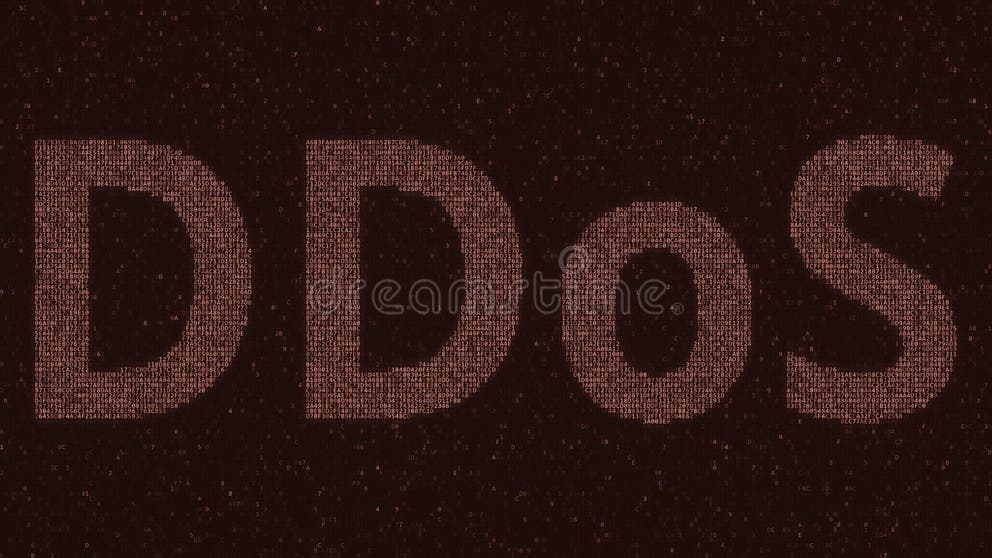 DDOS Text Made with Many Symbols on Computer Screen, 3d Rendering Stock Illustration ...