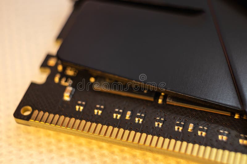 DDR4 DRAM Memory Module Electrical Contact Macro Stock Image - Image of ...