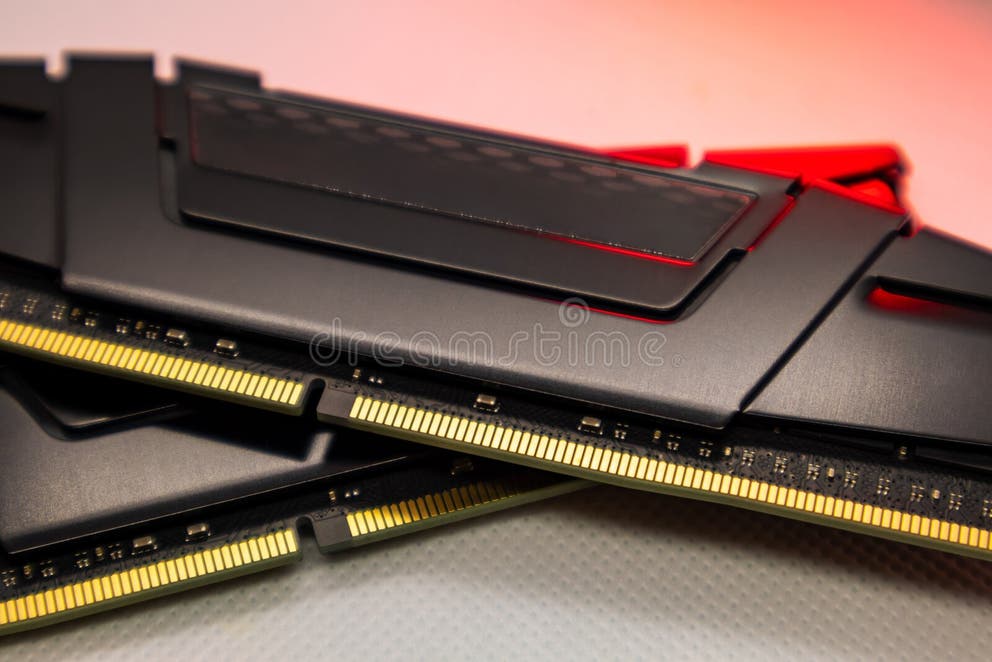 DDR4 DRAM Memory Modules Close-up in Red Light Stock Image - Image of ...