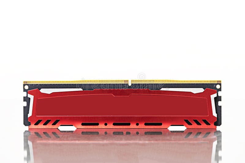 A Ddr4 Pc Memory Module with Red Metallic Heat Sink on Stock Photo ...
