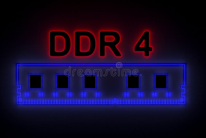 DDR4 is Presented in the Form of Neon Stock Illustration - Illustration ...
