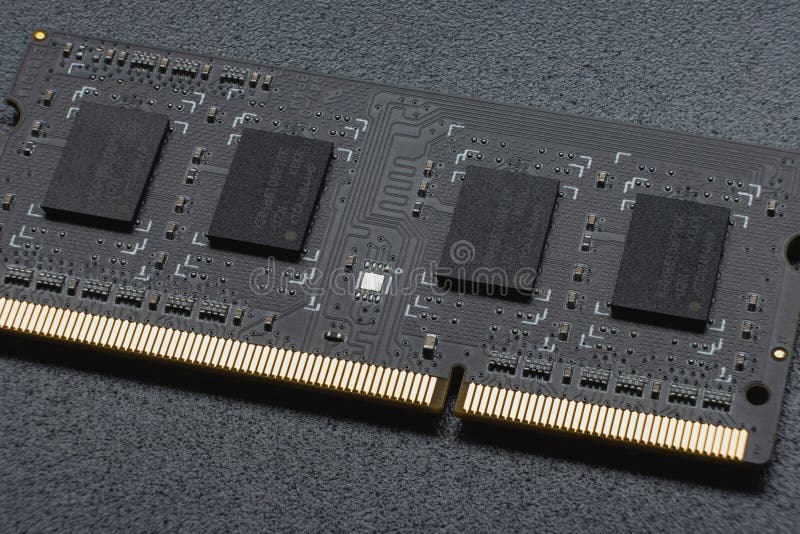 DDR SODIMM Memory Module. Close-up of an Electronic Circuit Board with ...
