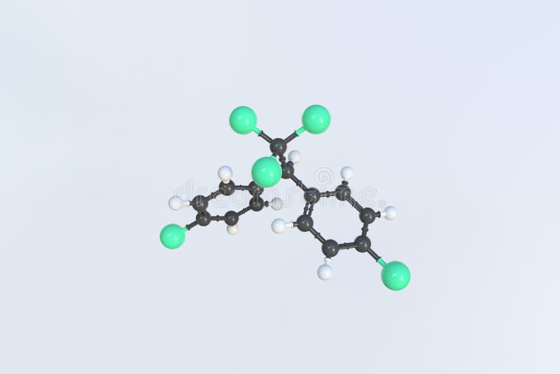 Ddt Molecule, Isolated Molecular Model. 3D Rendering Stock Illustration ...