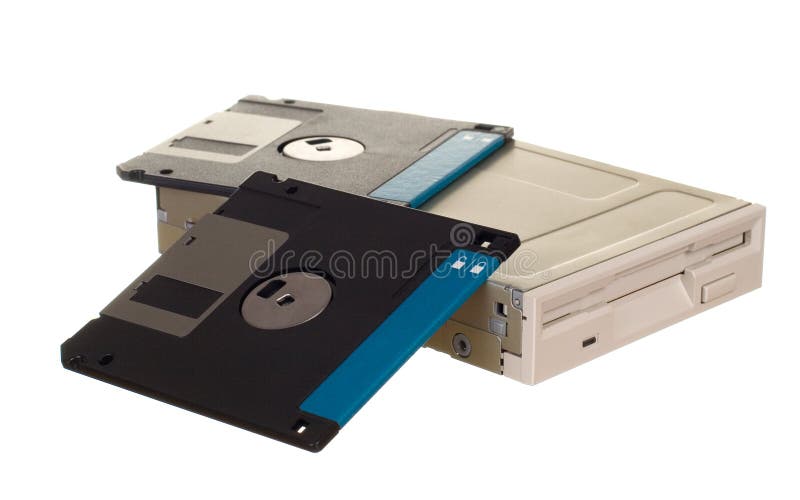 De Aandrijving Van De Diskette Met Diskettes Stock Afbeelding - Image ...