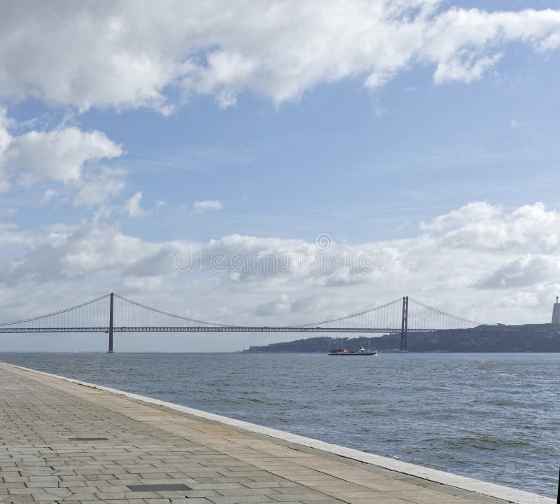 25 De Abril Bridge Over the Tagus River Stock Image - Image of ...