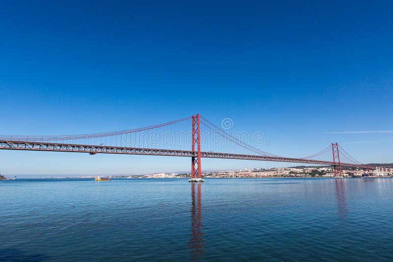 25 De Abril Cable-stayed Bridge Over Tagus River Stock Image - Image of ...