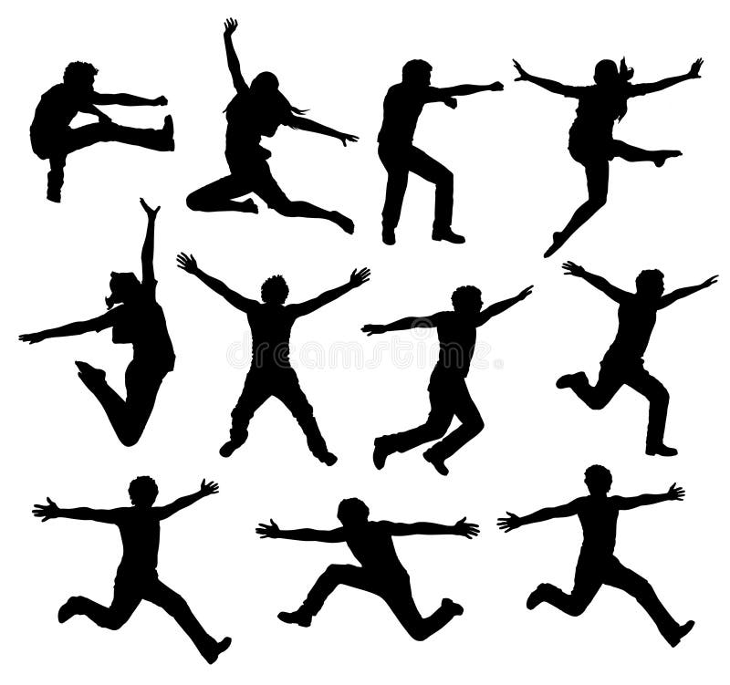 De Bewegende Mensen Silhouetteren Vector Vector Illustratie ...