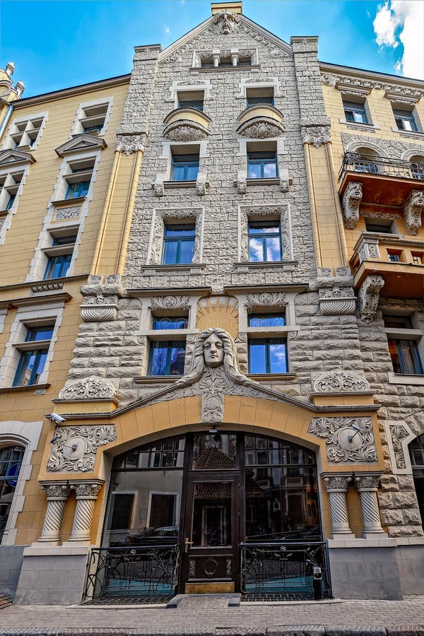 De Architectuur Van Jugendstil Stock Afbeelding - Image of nieuw, riga ...