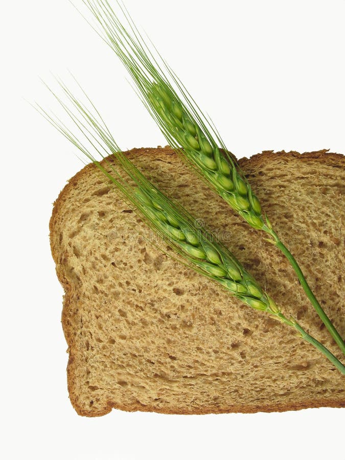 Tarwe-aren En Een Sneetje Brood Stock Foto - Image of product, bloem ...
