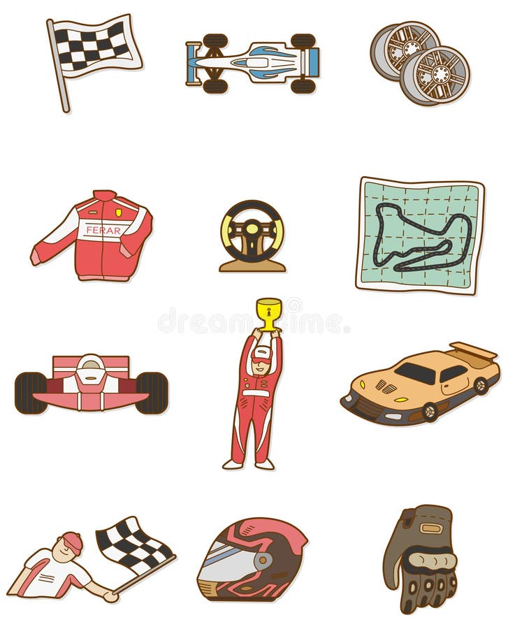 De Autopictogram Van Het Beeldverhaal F1 Vector Illustratie ...