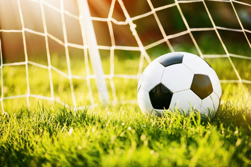 De Bal Van Het Voetbal in Doel Stock Foto - Image of sportief, voetbal ...