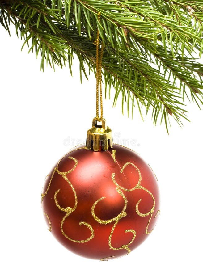Kerstboom, Bal En Hand Van Kerstmismeisje. Stock Foto - Image of boog ...