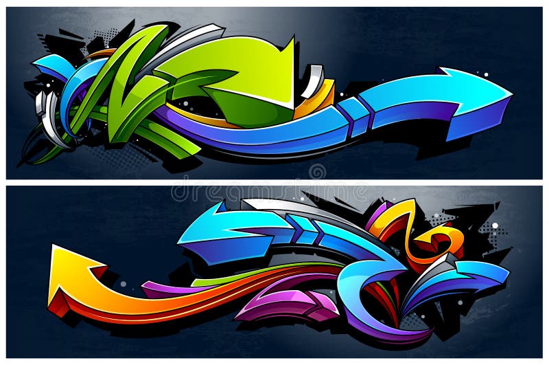 De Banners Van Graffitipijlen Vector Illustratie - Illustration of banier, tiener: 92870484