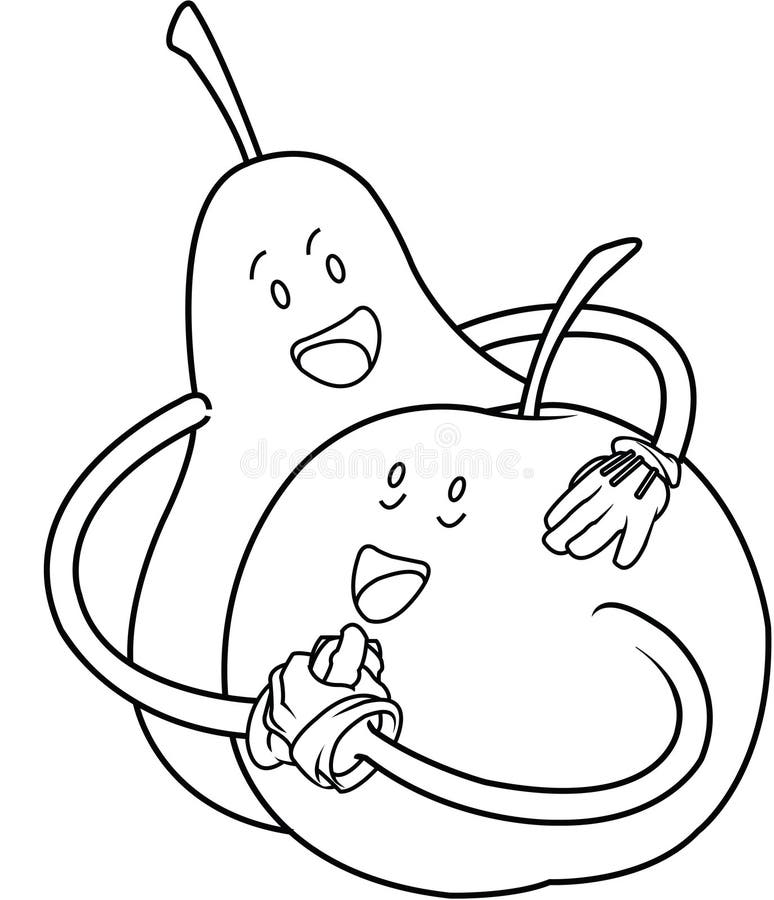 De Beeldverhalen Van De Appel En Van De Peer Het Omhelzen Vector ... De Beeldverhalen Van De Appel En Van De Peer Het Omhelzen Vector ...