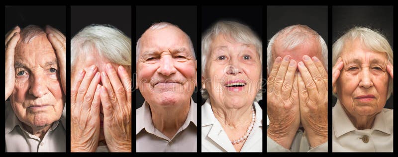 De Bejaarden Koppelen Op Zwarte Achtergrond Stock Afbeelding - Image of ...