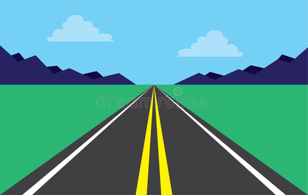 De Bergen van de wegweg vector illustratie. Illustration of ...