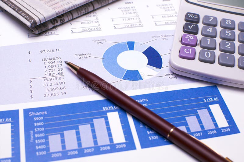 De Blauwe Rapporten Van De Financiële Planning Stock Foto - Image of ...