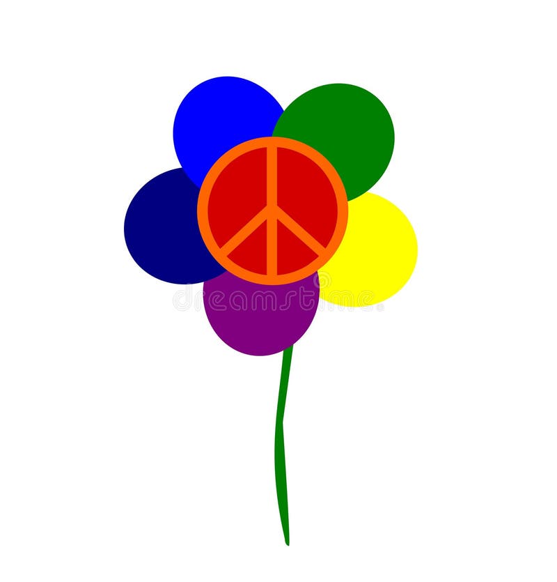 Het Symbool Van De Vredesbloem Met Kleurrijke Grappige Bloemen Vector ...
